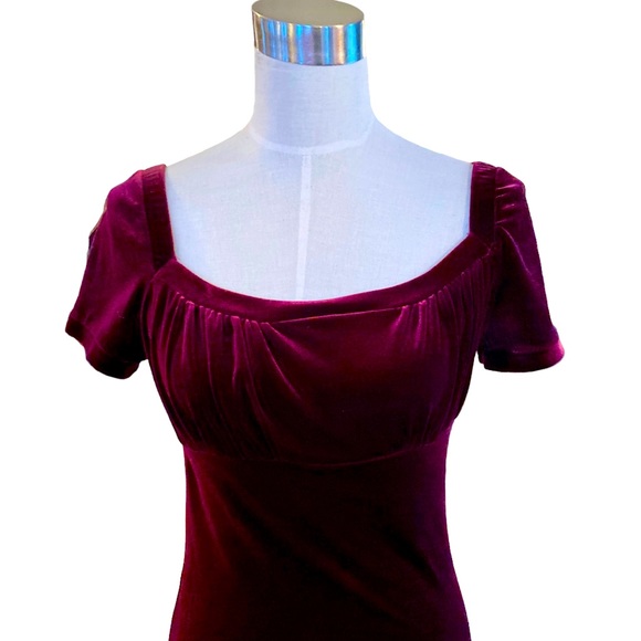 Necessary Objects | Dresses | Merlot Velvet Empire Waist Long Dress ...